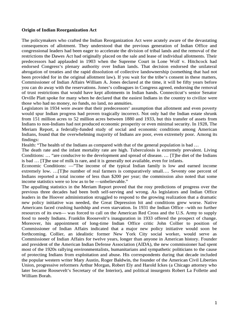John Collier and IRA | PDF | Civilian Conservation Corps | Indian ...