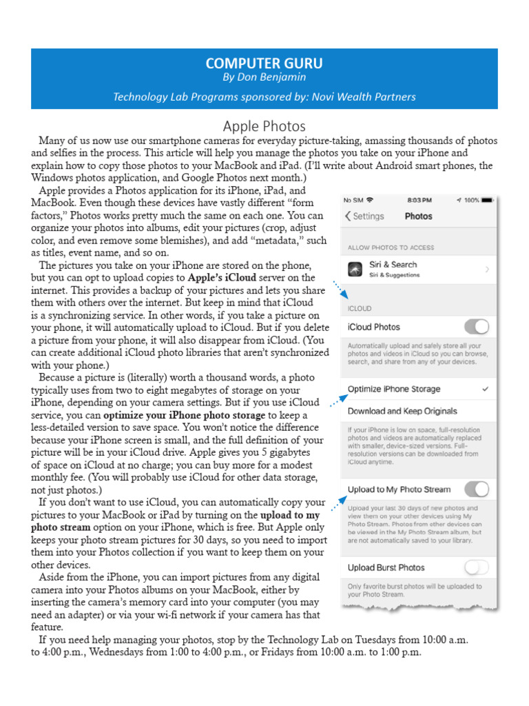Computer Guru: Apple Photos | PDF | I Cloud | I Phone