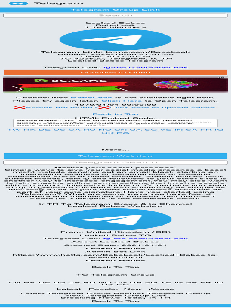 Leaked Babes TG Telegram @BabeLeak | PDF | Internet | Communication Software