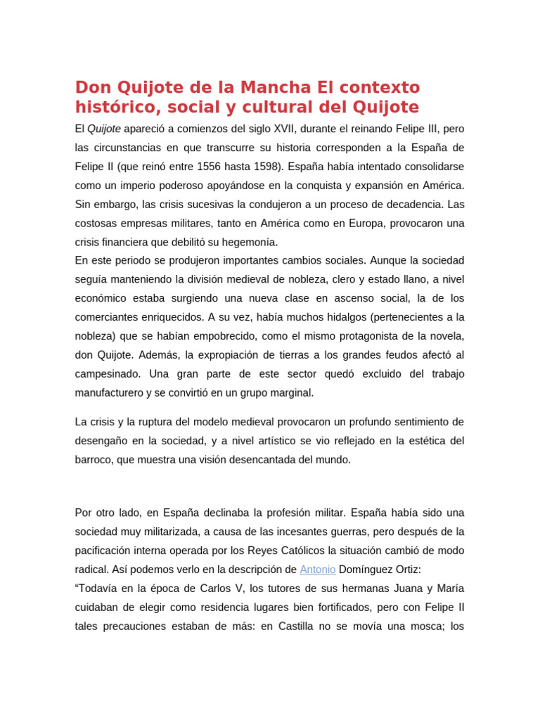 Don Quijote de La Mancha Análisis | PDF | Don Quijote | Poesía épica