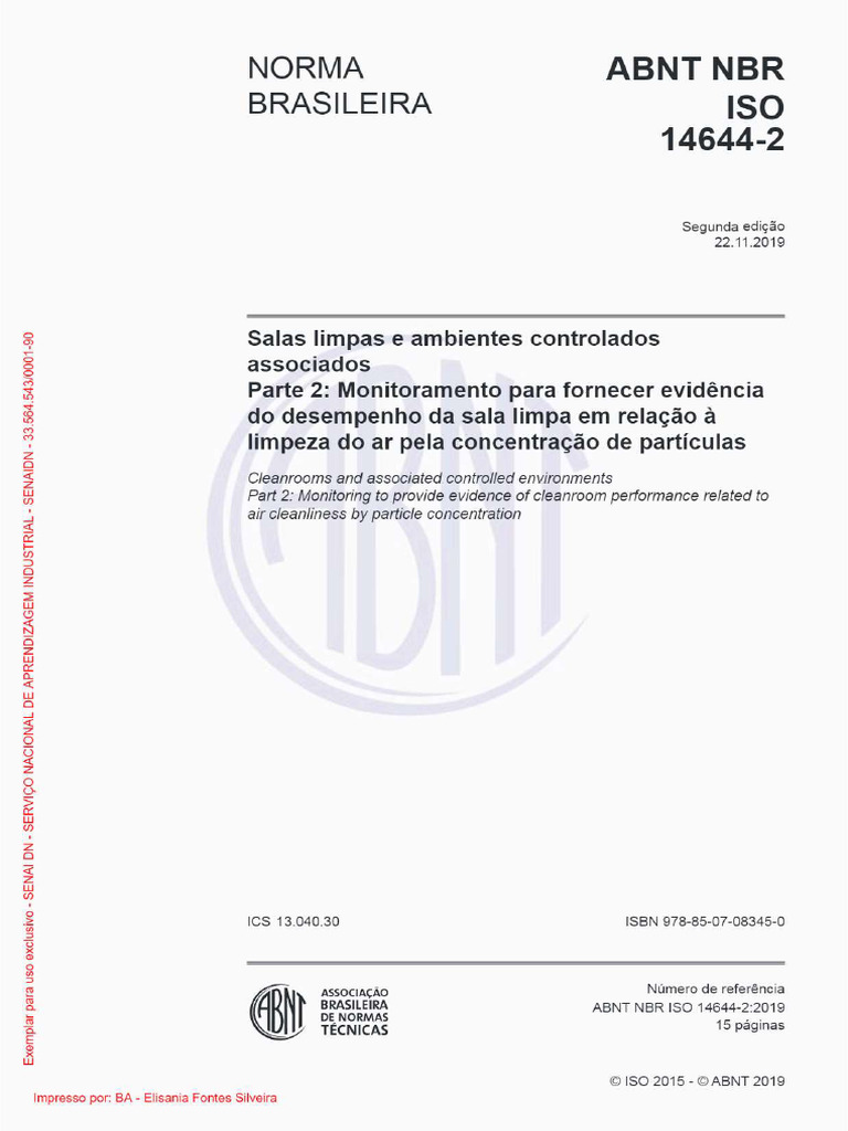 Abnt NBR Iso 14644 2 | PDF