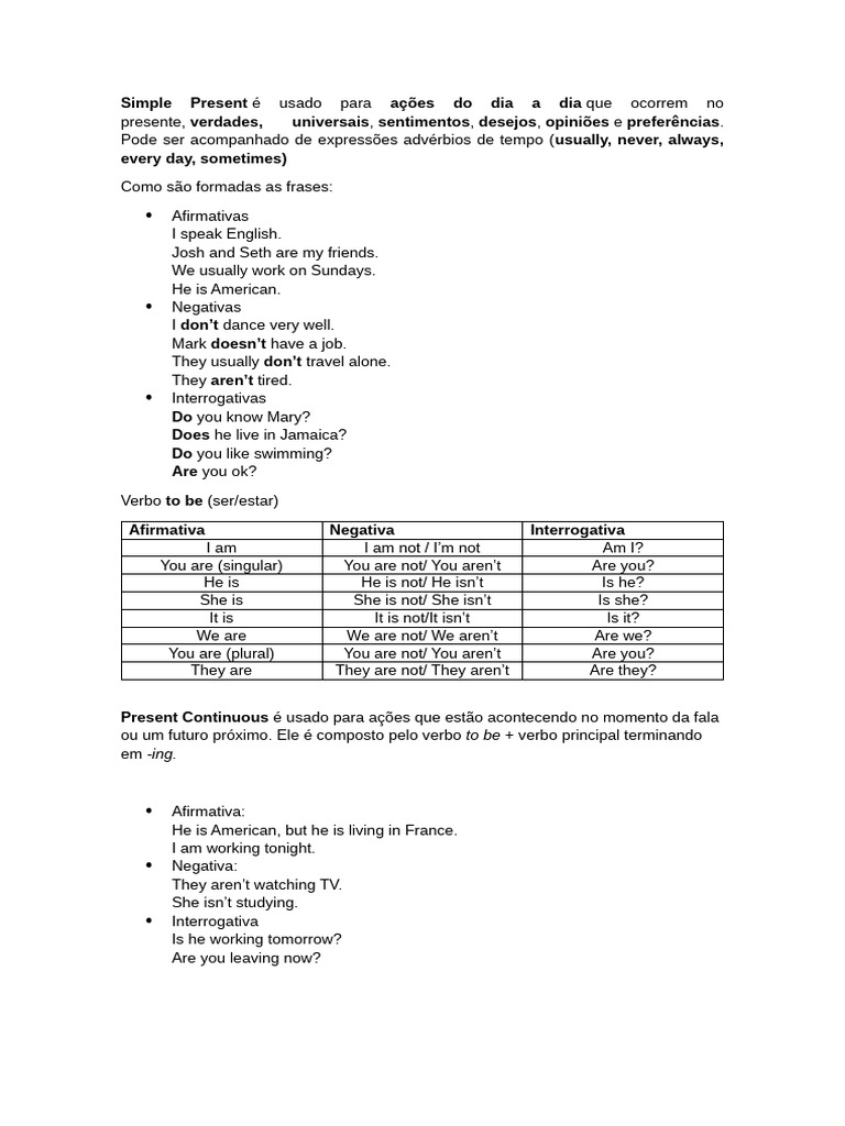 Simple Present | PDF | Wellness