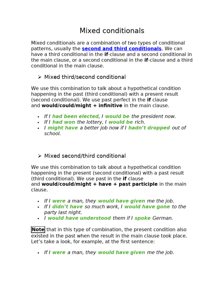 Mixed conditionals | PDF | Linguistic Typology | Languages
