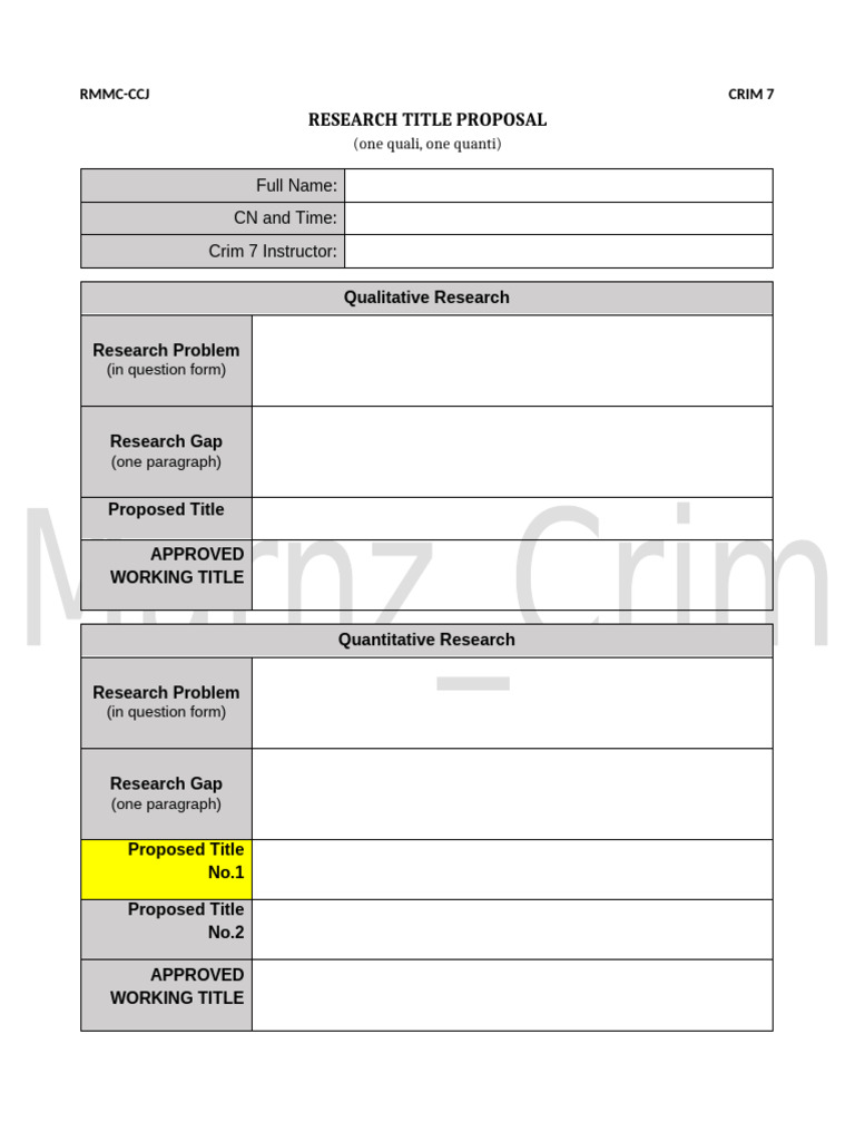 Research Title Proposal Template | PDF | Technology & Engineering