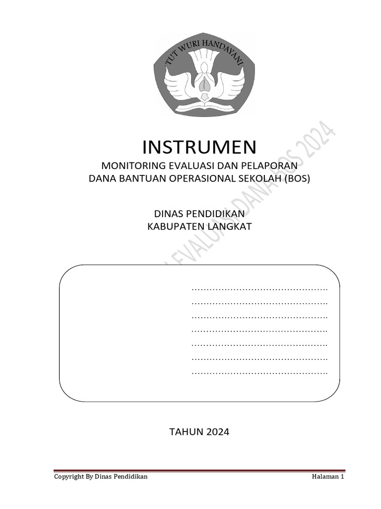 Instrumen Monev BOS 2024 Lembar Isian Sekolah | PDF