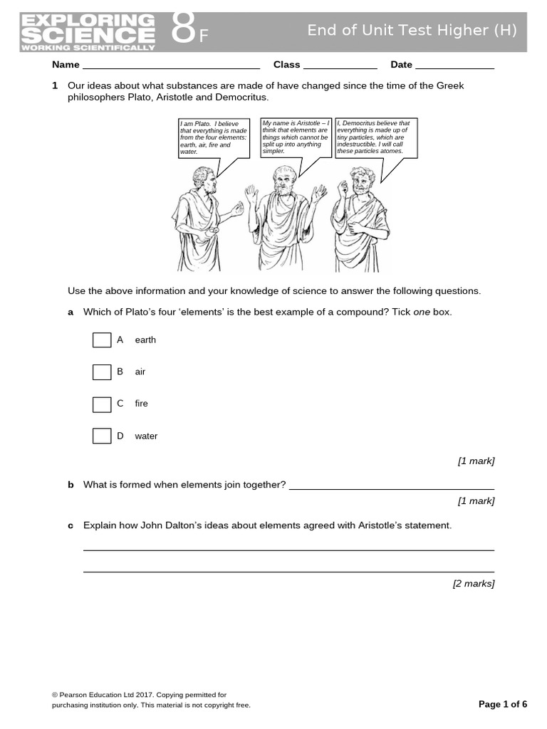 8f End of Unit Test Higher | PDF | Oxide | Sodium
