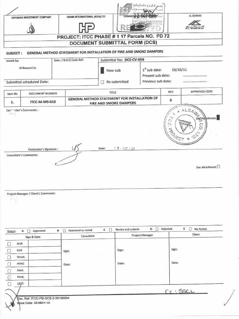 ITCC-M-MS-010 - Installation of Fire and Smoke Dampers | PDF
