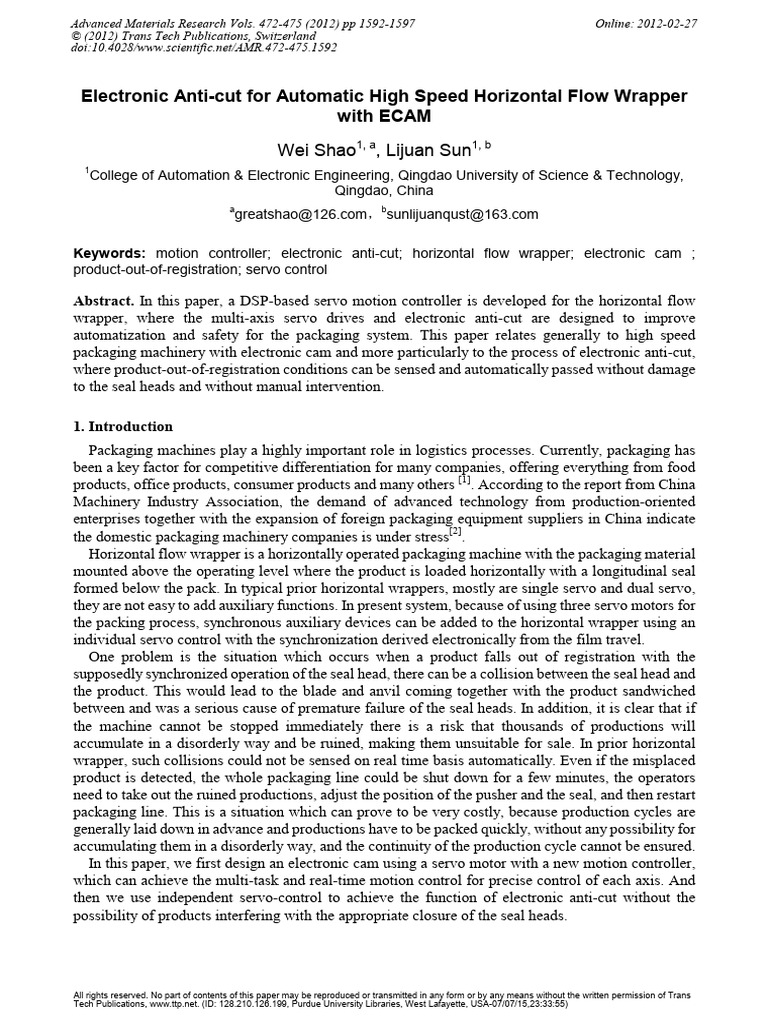 High Speed Flow Wrap | PDF | Acceleration | Synchronization