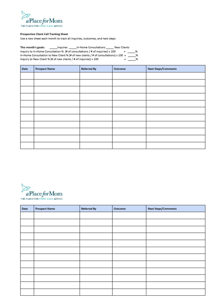 Monthly Client Inquiry Tracking Sheet | PDF | Career & Growth