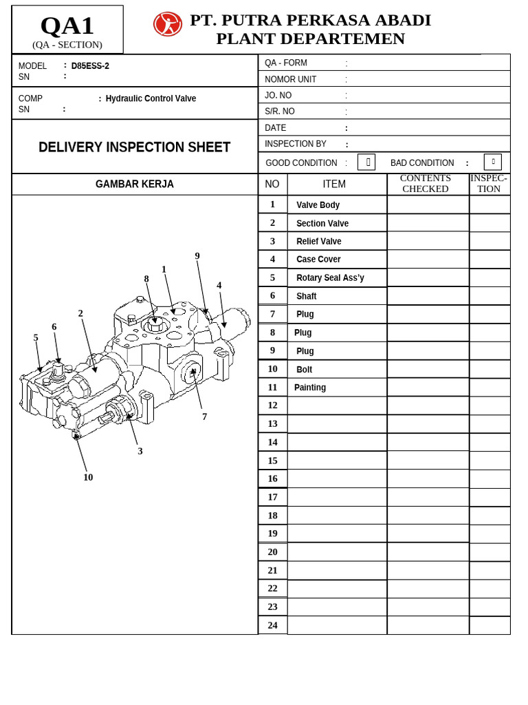 Ppa Qa1 D85ess-2 Hyd Control Valve | PDF | Valve | Vehicle Parts