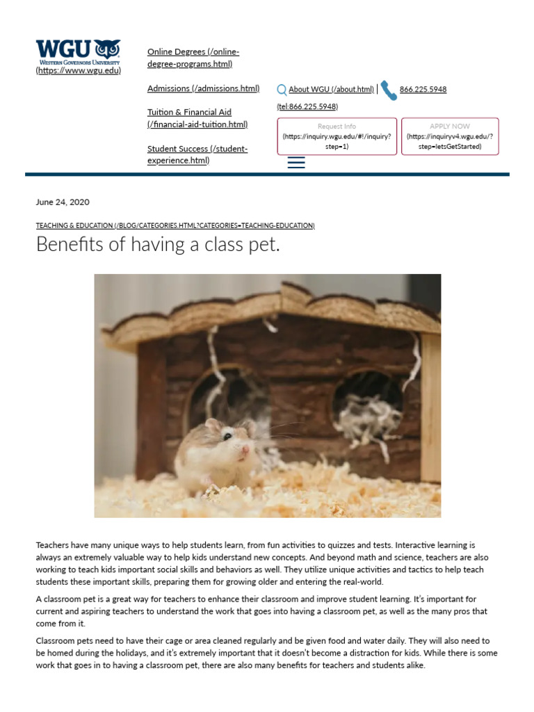 Benefits of Classroom Pets for Learning | PDF | Pet | Teachers