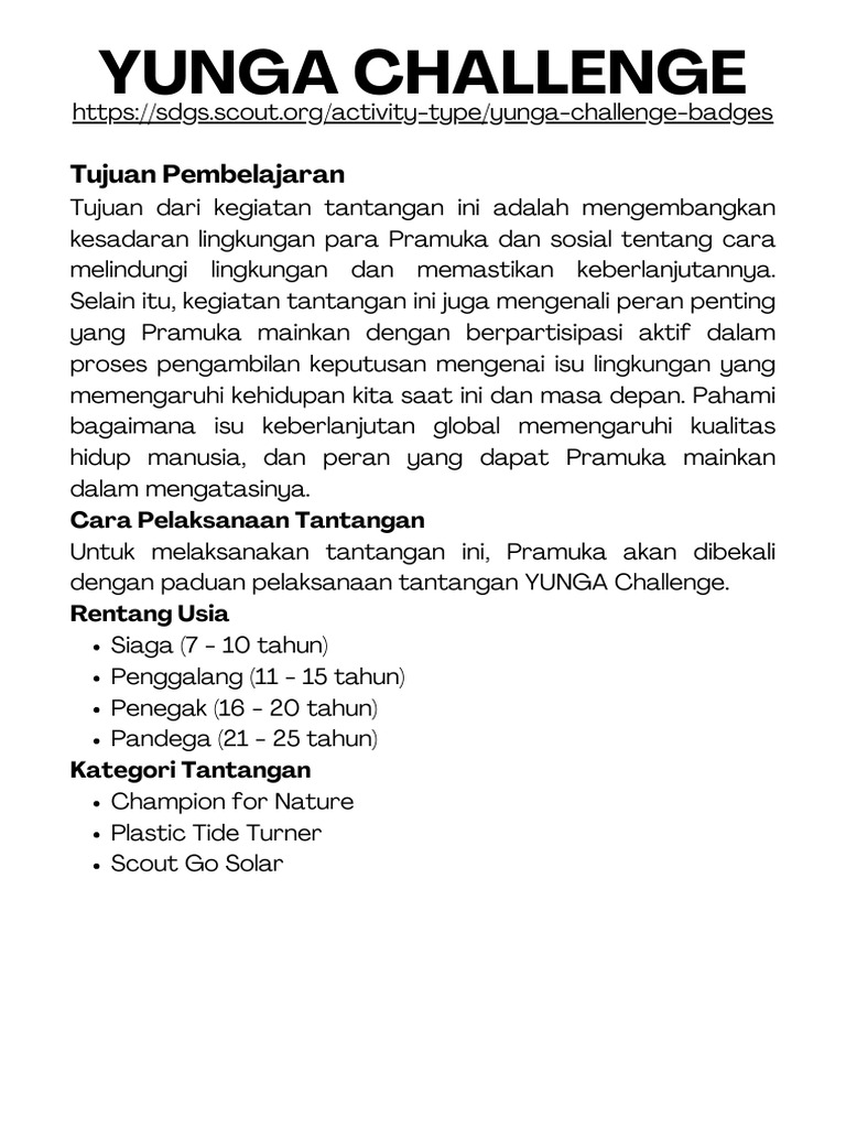 Badges Tantangan Yunga untuk Pramuka | PDF