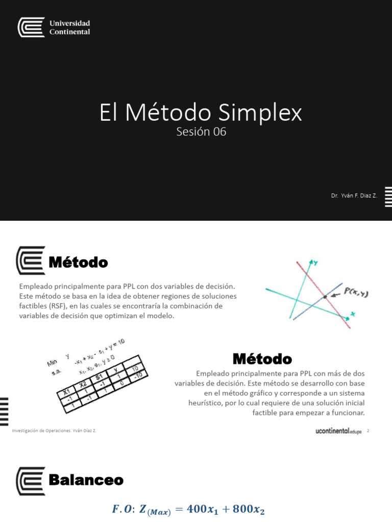 Sesión 06 - El Método Simplex | PDF | Matemáticas Aplicadas | Algoritmos