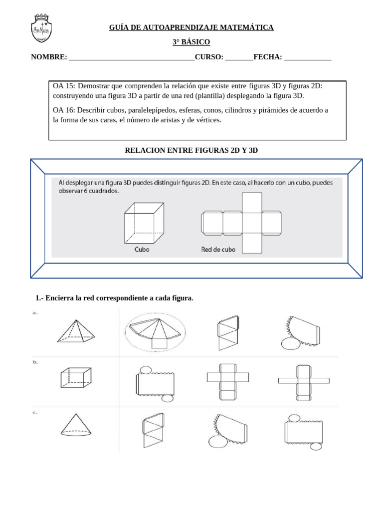 Relación Figuras 2D y 3D en Matemáticas | PDF