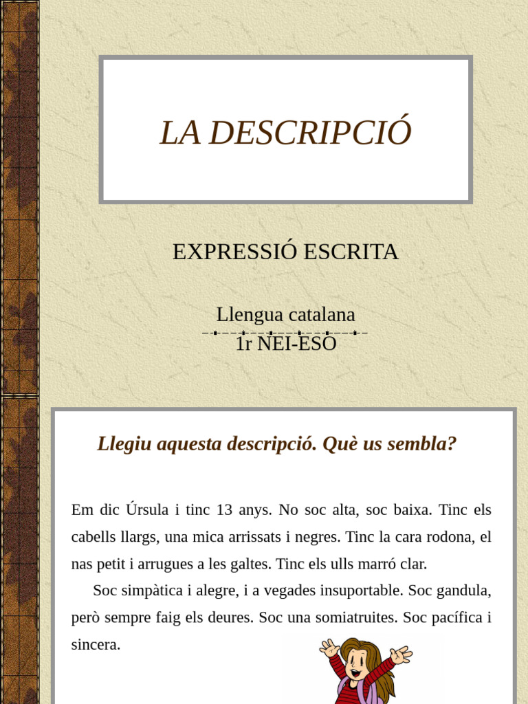 Expressió Escrita - La Descripció | PDF