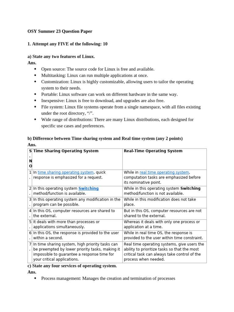 OSY Summer 23 | PDF | Process (Computing) | Computer Data Storage