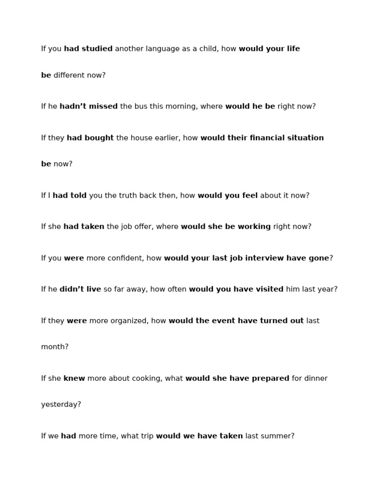 Mixed Conditionals Speaking | PDF