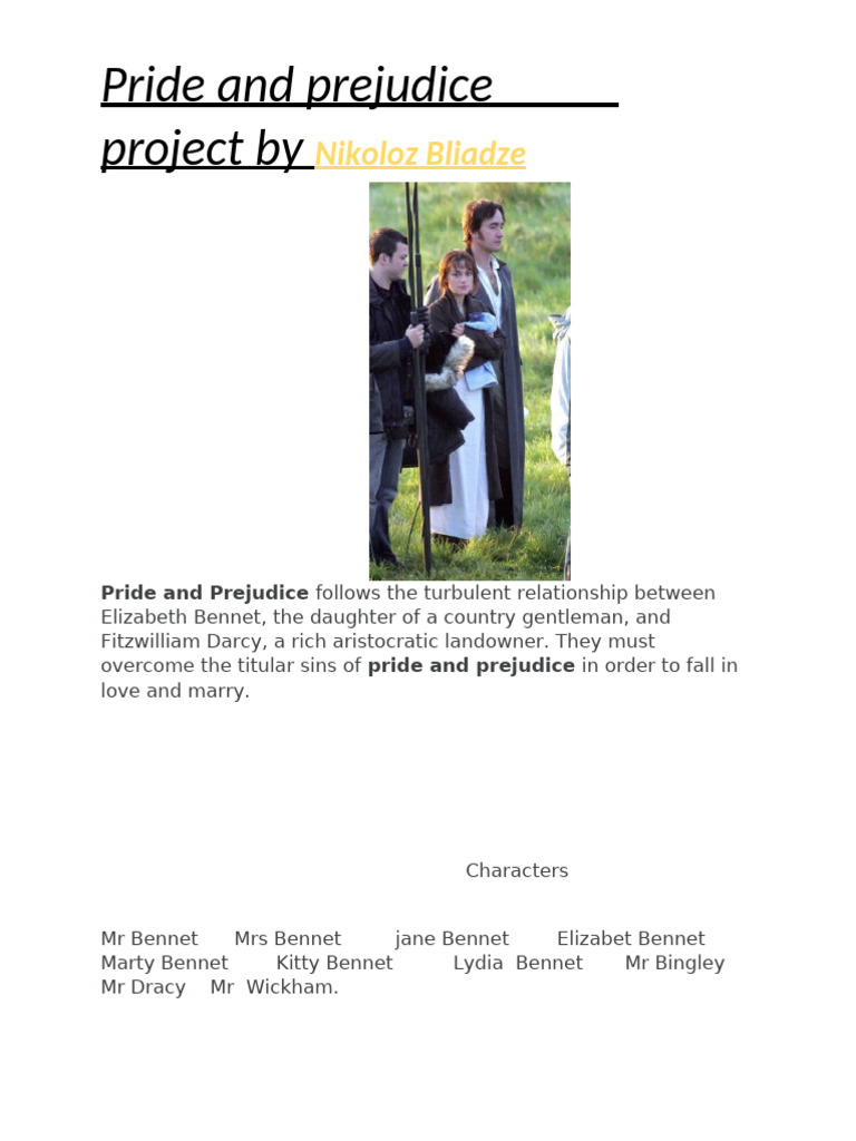Pride and Prejudice Project By: Nikoloz Bliadze | PDF