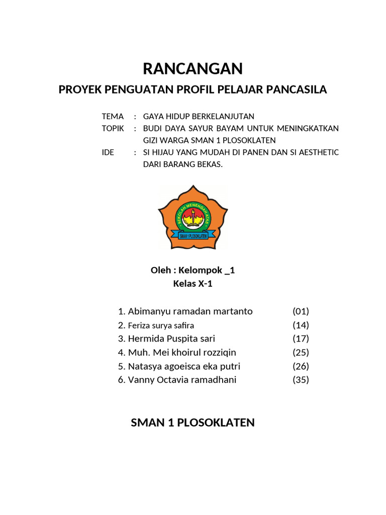 Rancangan P5 - Template 1 | PDF | Karier & Perkembangan