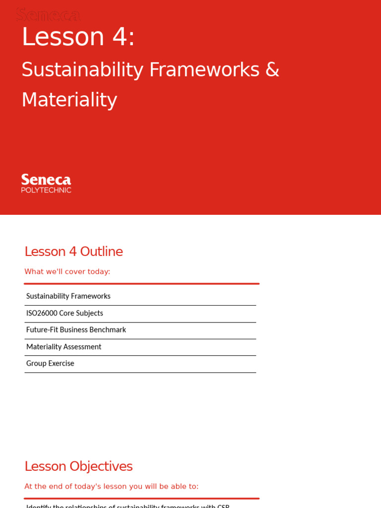 F24 Lesson 4 - Sustainability Frameworks and Materiality | PDF | Sustainability | Economies