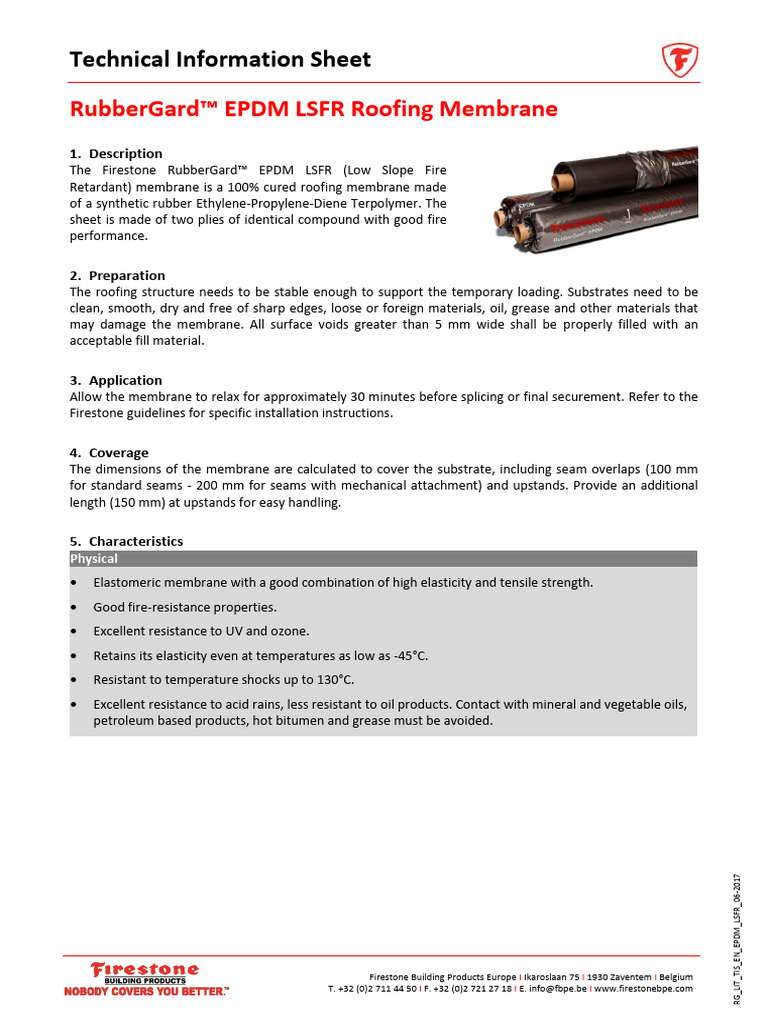 Firestone Epdm Tds en 2020 | PDF | Membrane | Materials