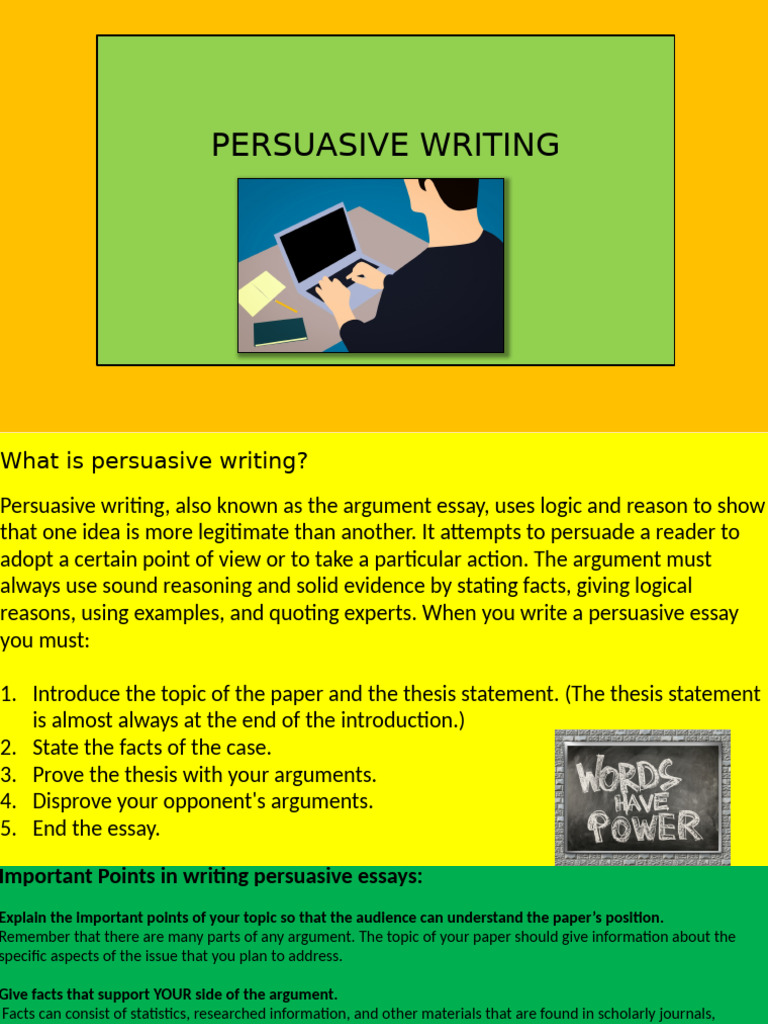 Persuasive Essay Notes | PDF | Essays | Argument