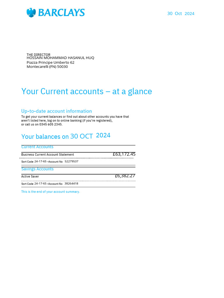 Italy Bank Statement PDF | PDF