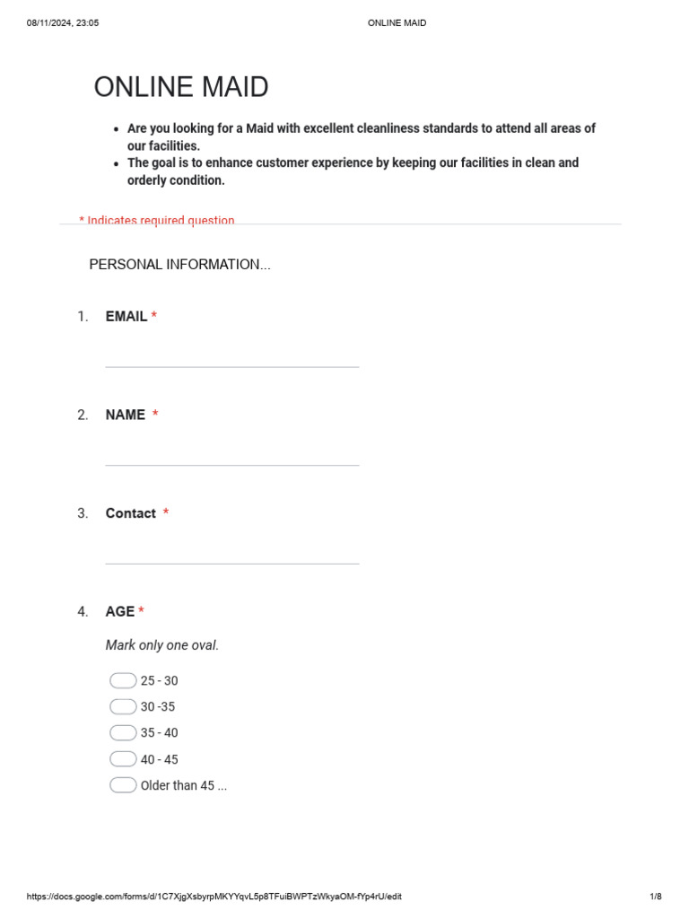 ONLINE MAID - Google Forms | PDF