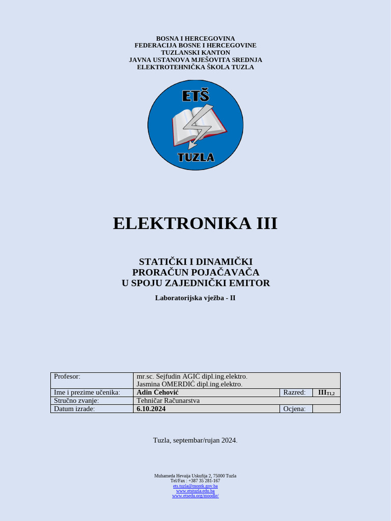 Vjezba II - Proracun Pojacavaca SZE | PDF