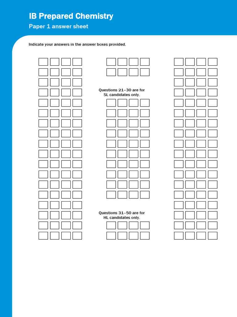 IB Diploma Chemistry Paper 1 Answer Sheet | PDF | Teaching Methods ...