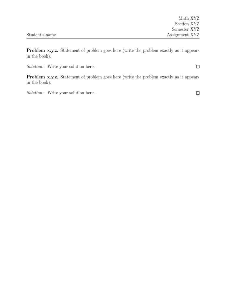 Homework Template For My Upper Division Math Courses | PDF