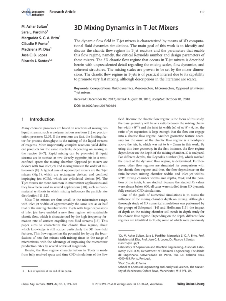 3D Mixing Dynamics in T-Jet Mixers | PDF | Vortices | Fluid Dynamics