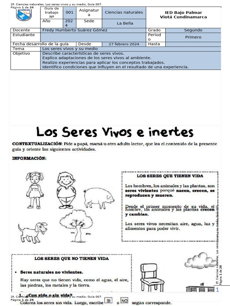 2 Ciencias Naturales Los Seres Vivos 26 Febrero 2024 Guia 001 | PDF ...