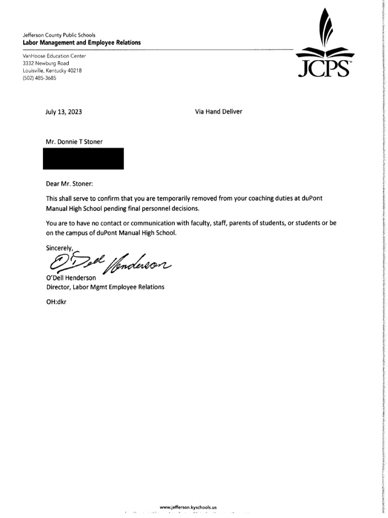 H2 - 2023-07-13 Donnie Stoner Reassignment Letter | PDF