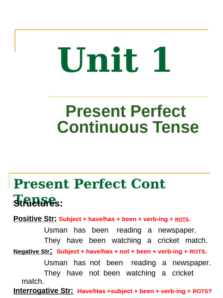 Present Perfect Cont Tense... | PDF | Career & Growth | Language Arts ...