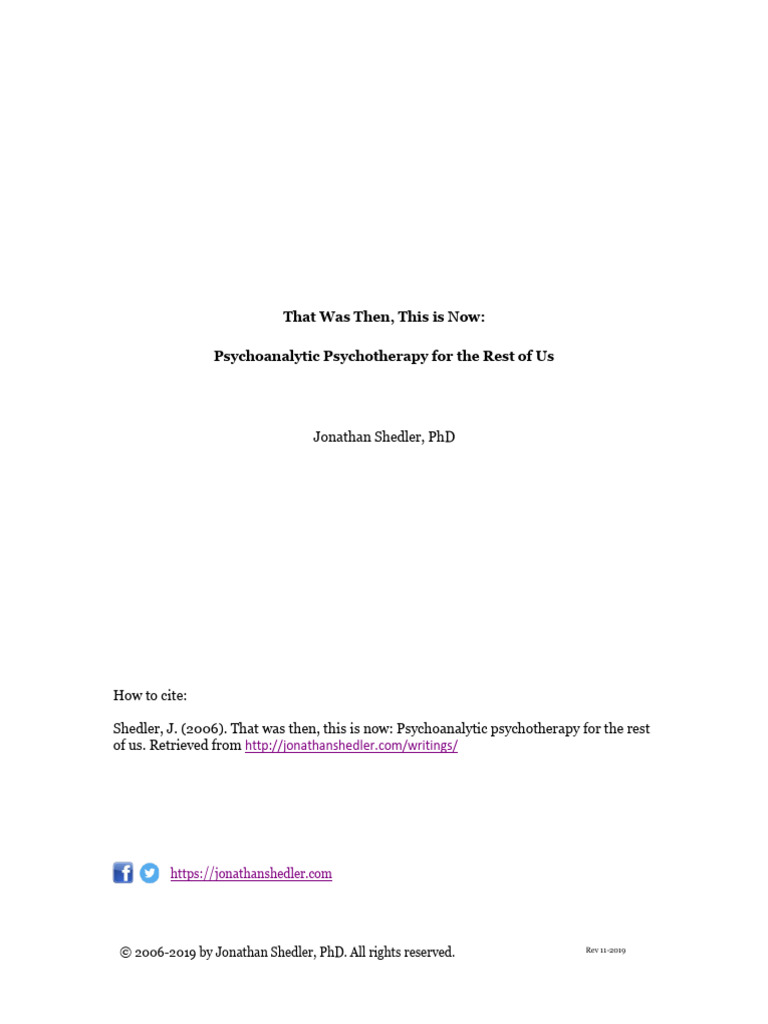 Modern Psychoanalytic Therapy Explained | PDF | Psychoanalysis ...