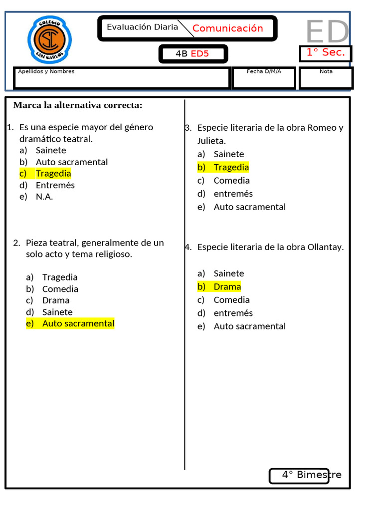 Ed5 1° - 2° Sec. Comun. - Comp. Ling. | PDF