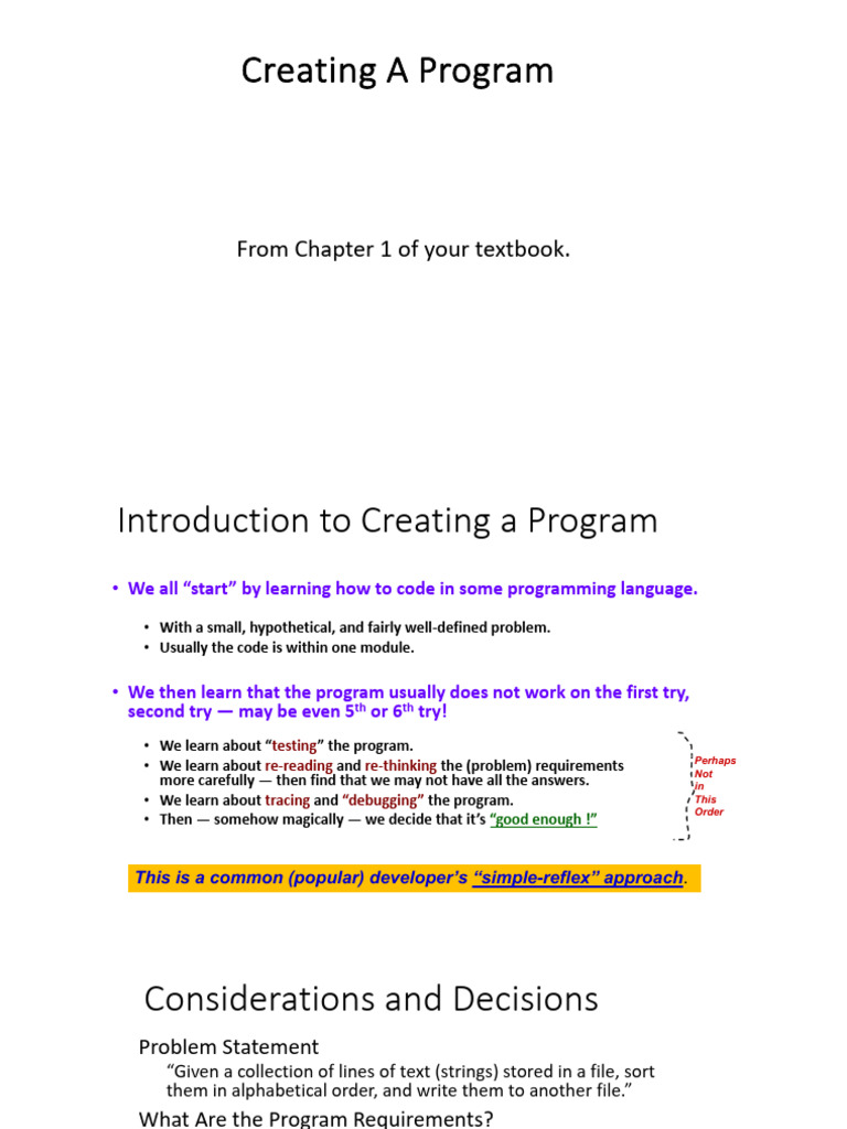 1. Creating a Program | PDF | Computer Program | Programming