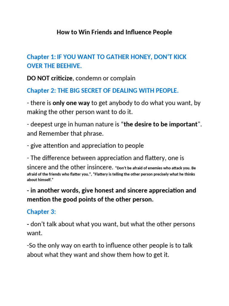 How To Win Friends and Influence People Binifits | PDF | Self-Improvement