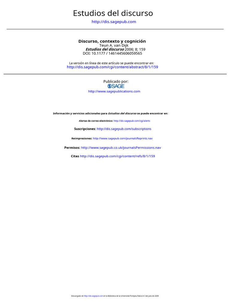 Discourse Context and Cognition-Españolen - Es | PDF | Discurso | Hablar en público