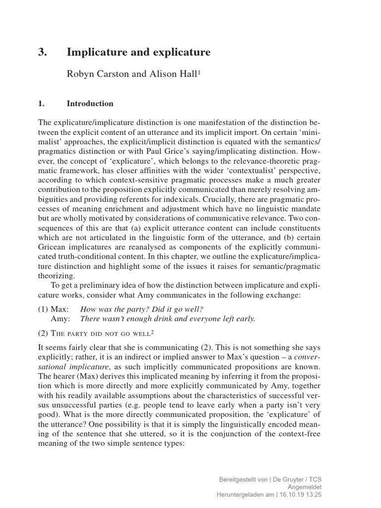 Explicature vs. Implicature Explained | PDF | Semantics | Logic