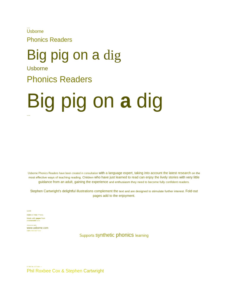 01 - Big Pig On A Dig | PDF | Human Communication | Phonics