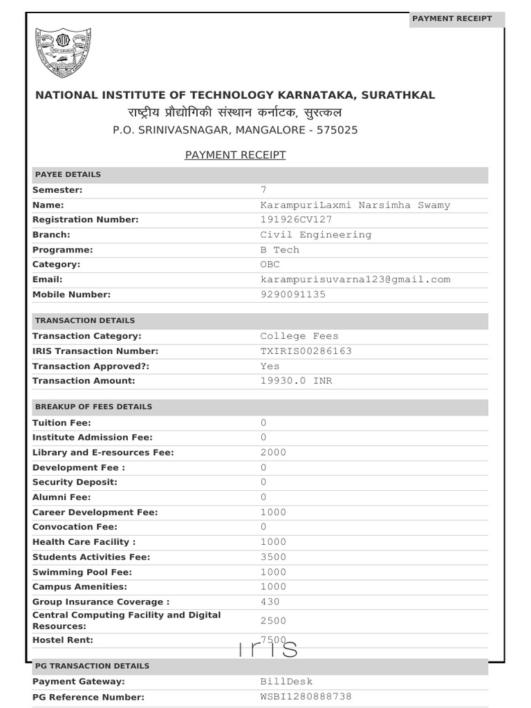 7 Ths em College Fees Receipt | PDF
