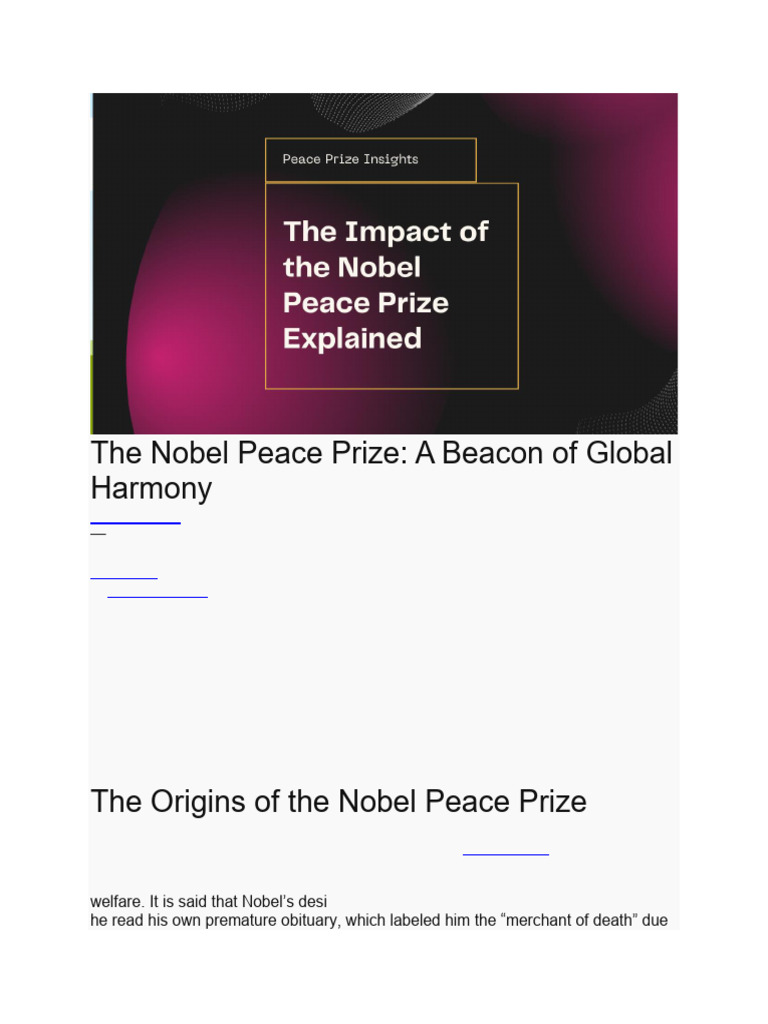 The Nobel Peace Prize | PDF | Nobel Prize | Peace