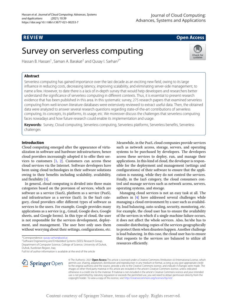 Survey On Serverless Computing | PDF | Cloud Computing | Computing