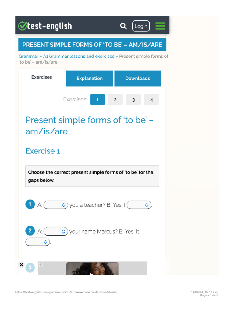 Present Simple Forms of 'To Be' - Am-Is-Are - Test-English | PDF | Learning
