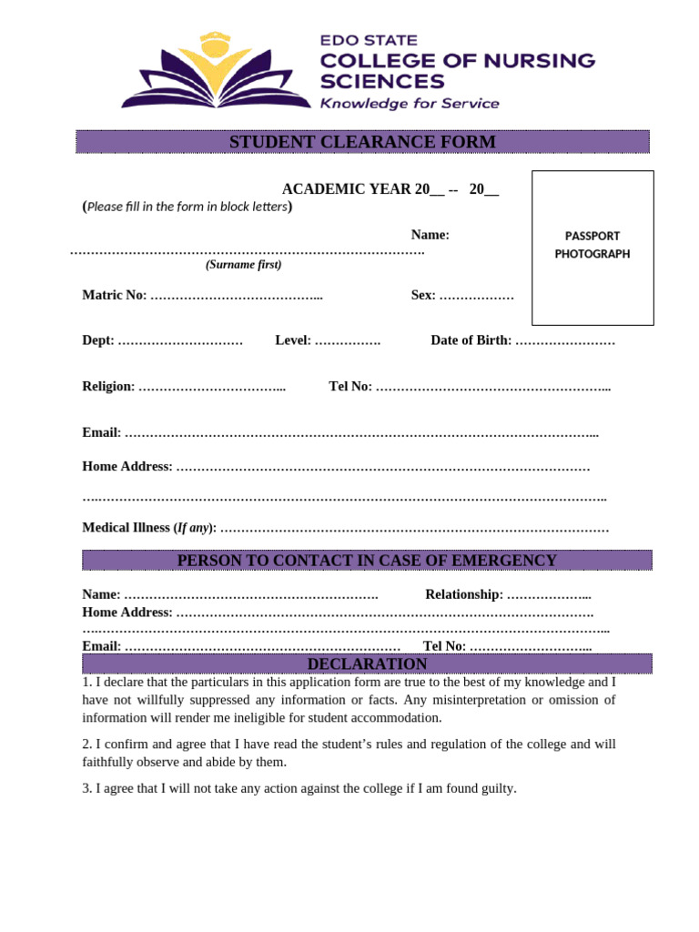 Student Clearance Form2 | PDF | Sports & Recreation