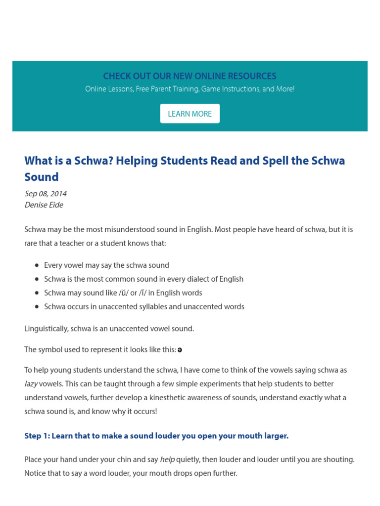 What Is A SchwaHelping Students Read and Spell The Schwa Sound | PDF ...