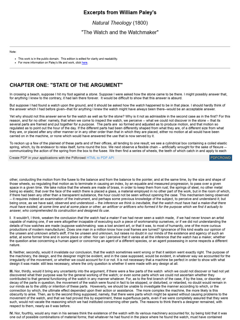Excerpts From William Paley - HTM | PDF | Philosophy