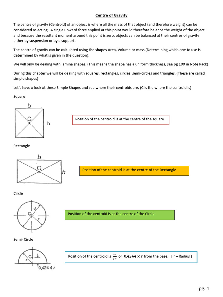 Centre of Gravity | PDF | Center Of Mass | Elementary Geometry